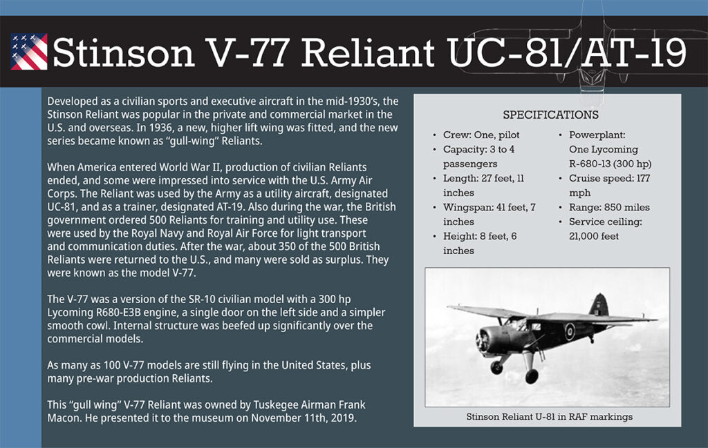 Stinson V77 Reliant - National Museum of World War II Aviation