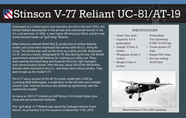 Stinson V77 Reliant - National Museum of World War II Aviation